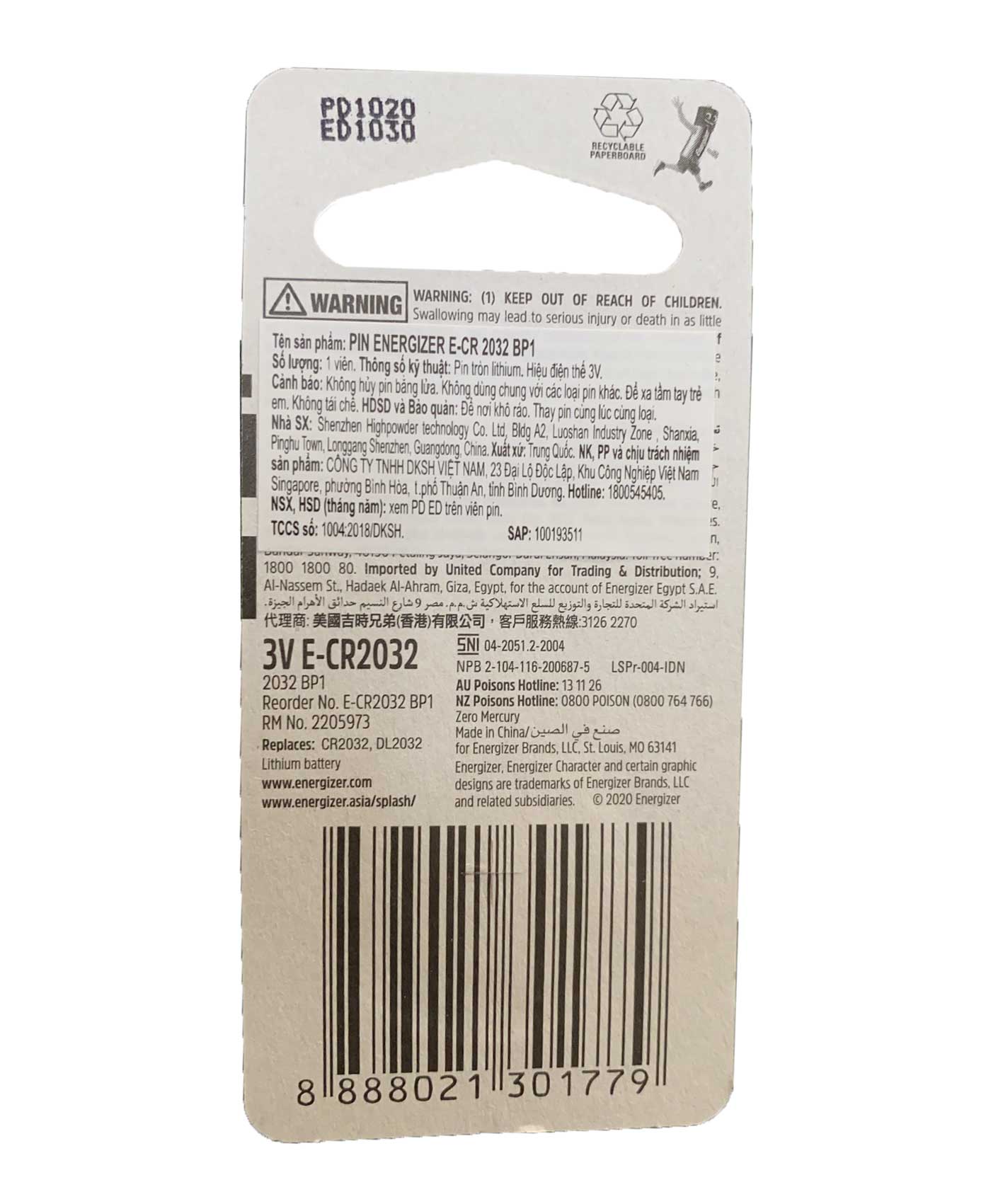 Pin Energizer CR2032 - pin Lithium 3v chính hãng giá tốt