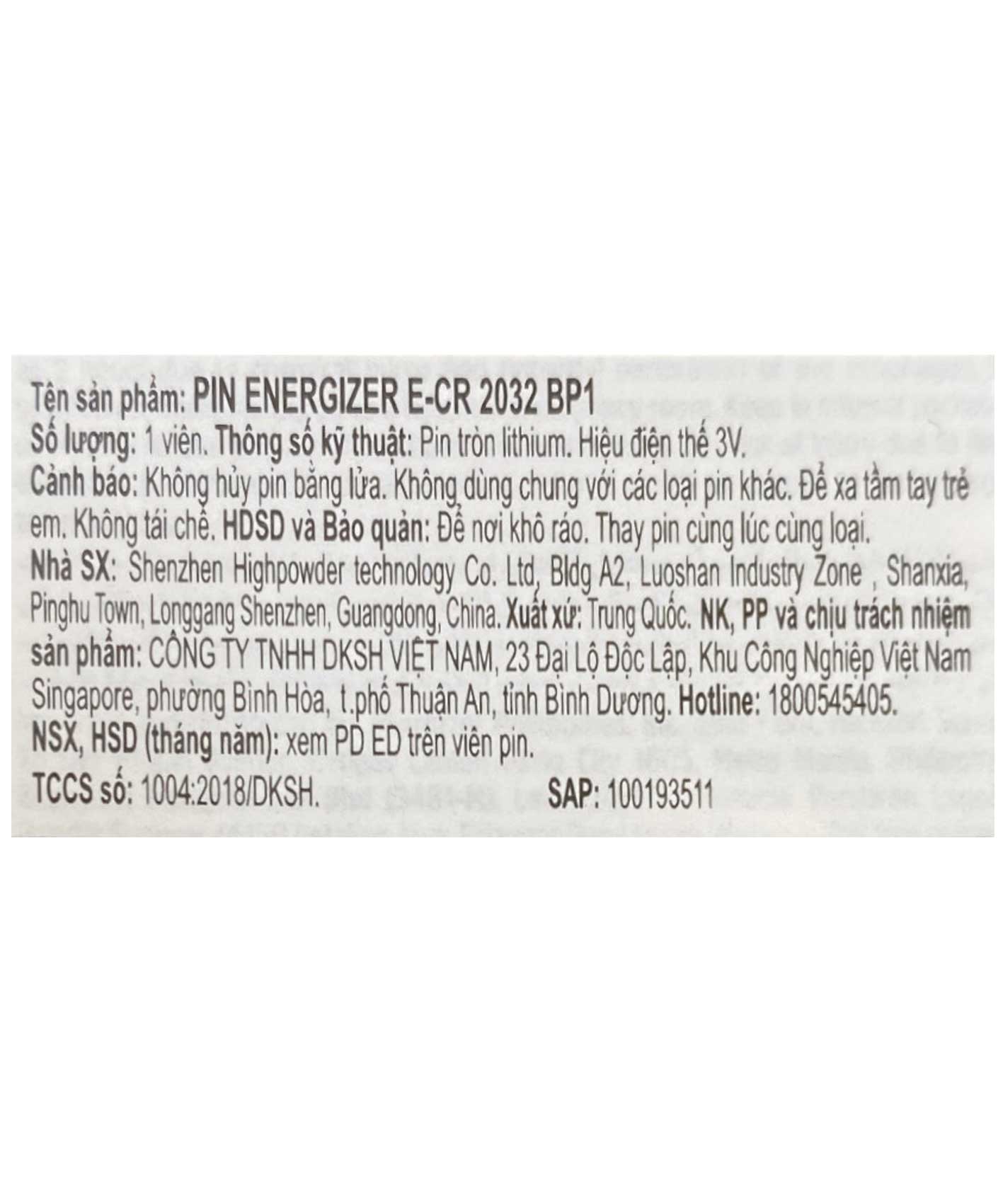 Pin Energizer CR2032 - pin Lithium 3v chính hãng giá tốt