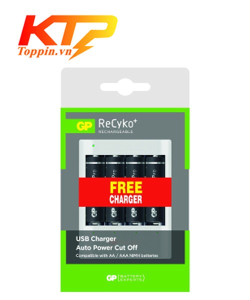 Bộ sạc kèm 4 pin GP Pro chính hãng, bộ sạc kèm 4 pin AA 2000mAh